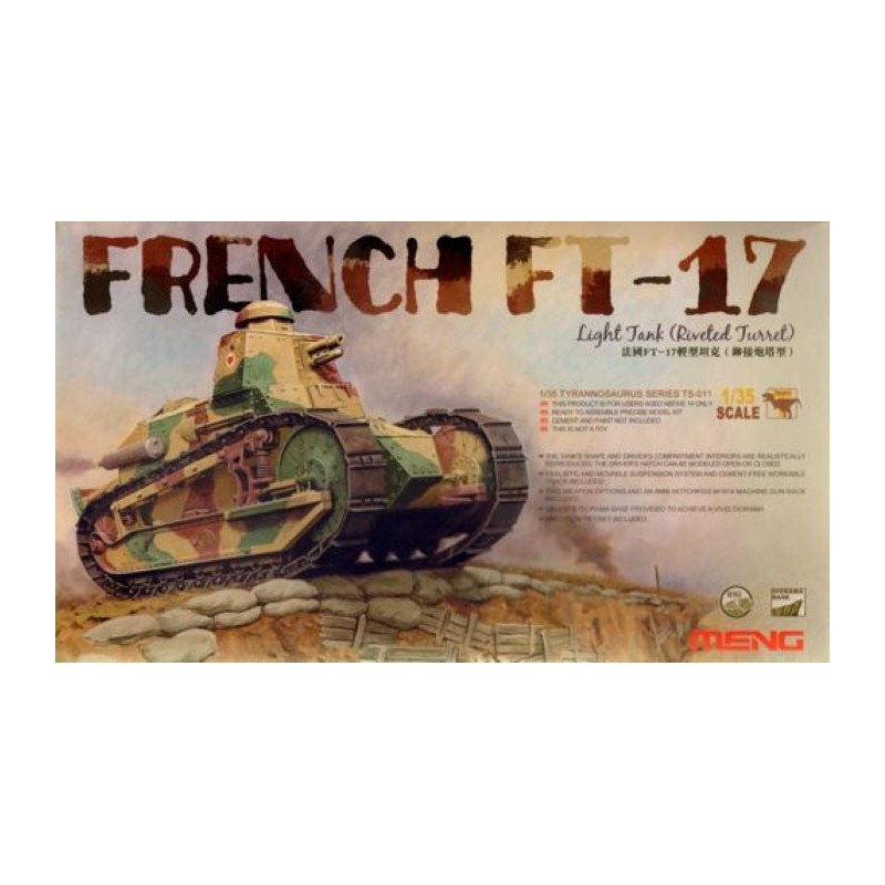 Meng Model TS-011 French Renault FT-17 Light Tank Riveted Turret 1/35