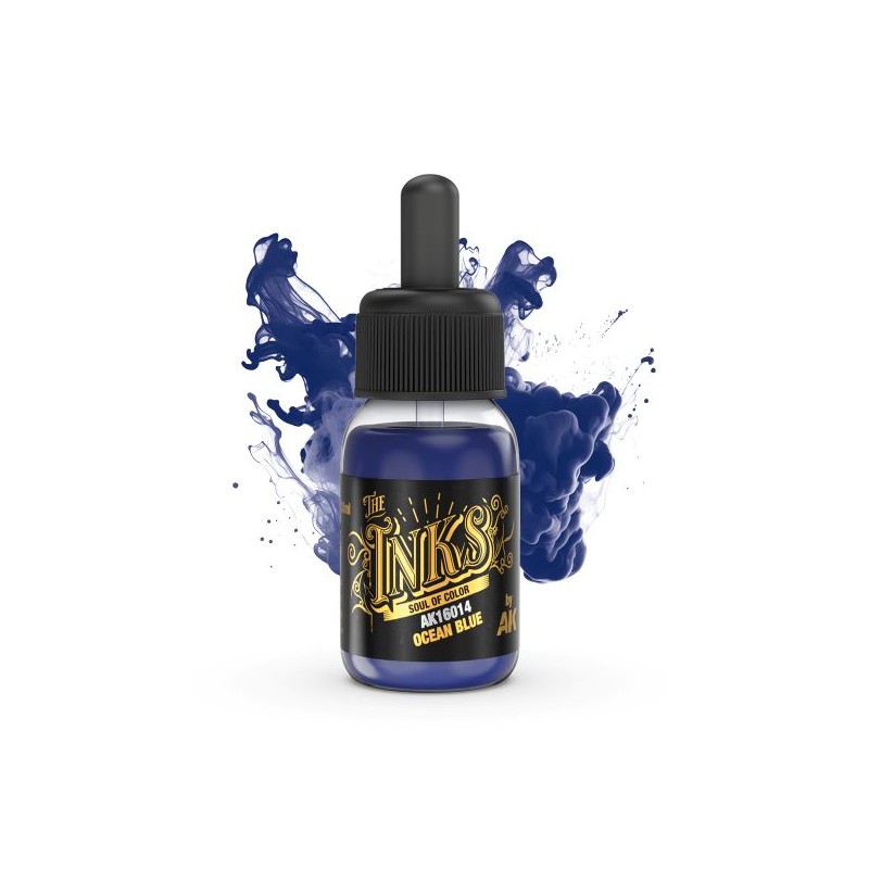 AK Interactive 16014 Ocean Blue Inchiostro 30 ml per pennello e aerografo